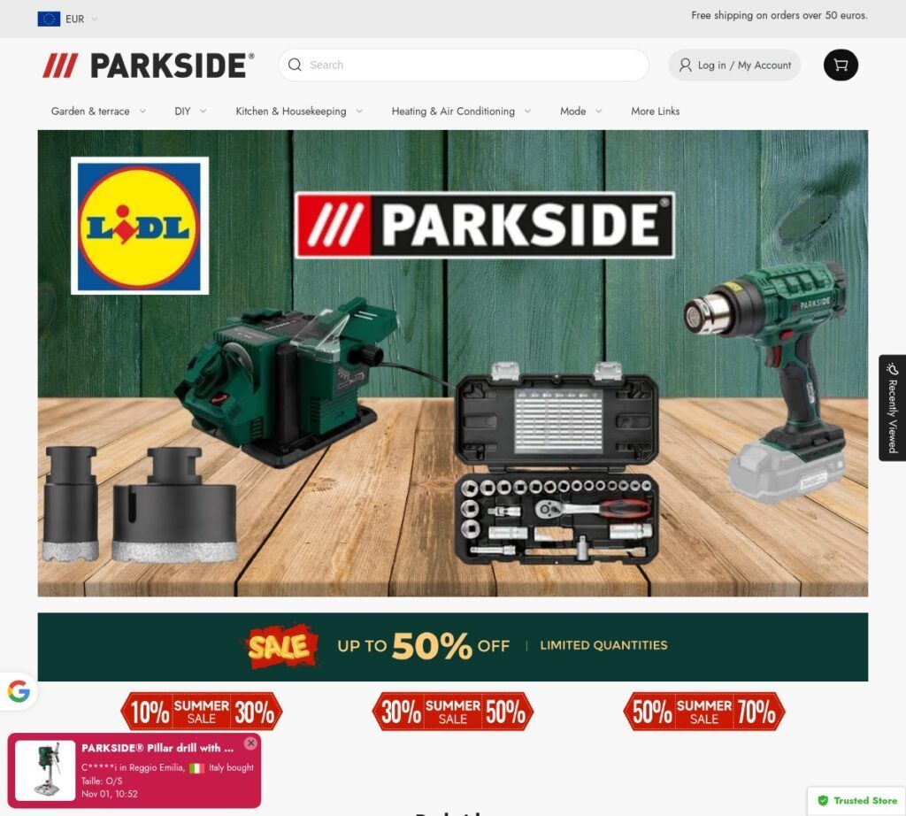 parksidestore.shop Tienda online dudosa productos Parkside - Fakes, tiendas dudosas, phishing...
